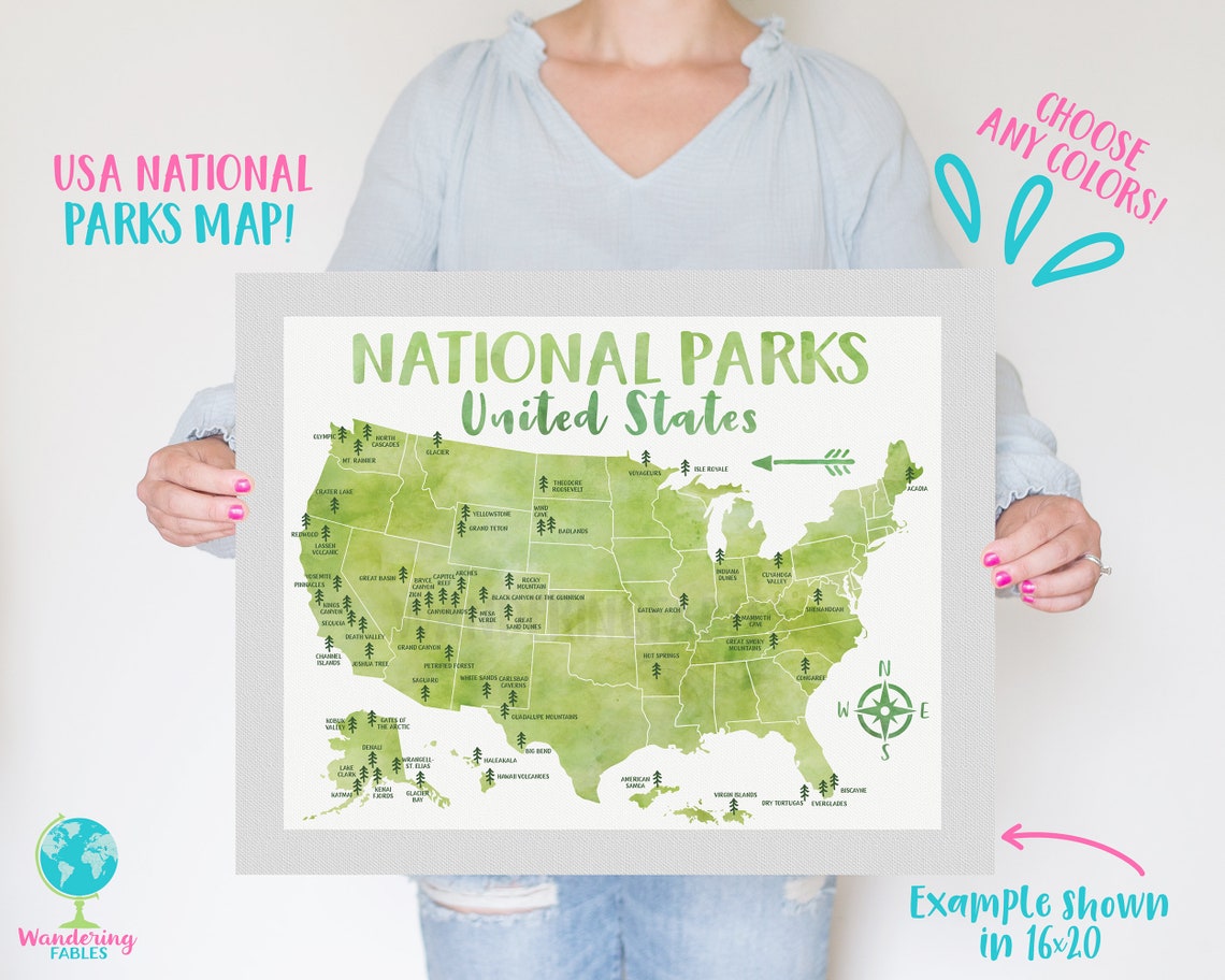 National Park Poster All United States National Parks on | Etsy