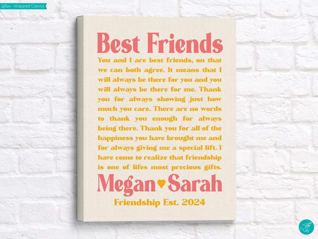 Custom Letter for Best Friend Art Friendship Poem Birthday - Etsy Denmark