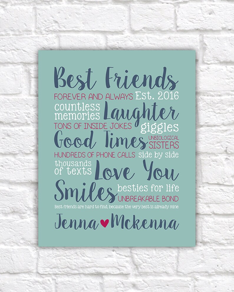 Best Friend Gift Custom Gift for Home Decor Names - Etsy