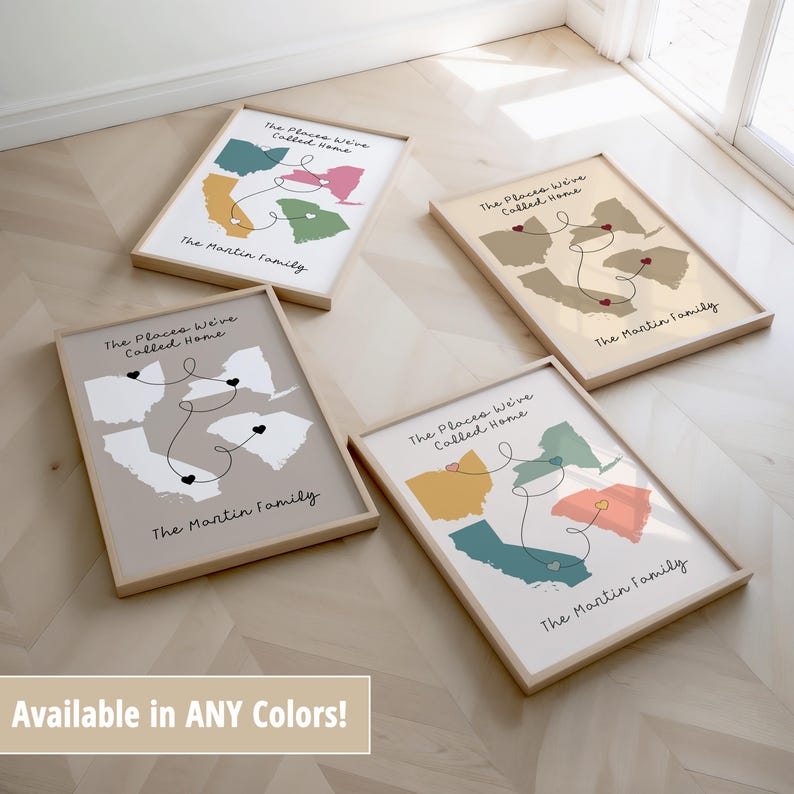 Custom Family Map Art – the Places We've Called Home, Housewarming Gift ...