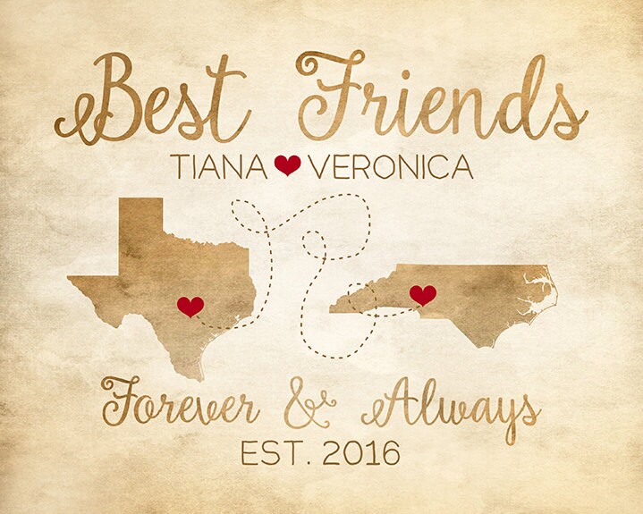 Long Distance Friendship Maps Long Distance Relationship Gift, Custom