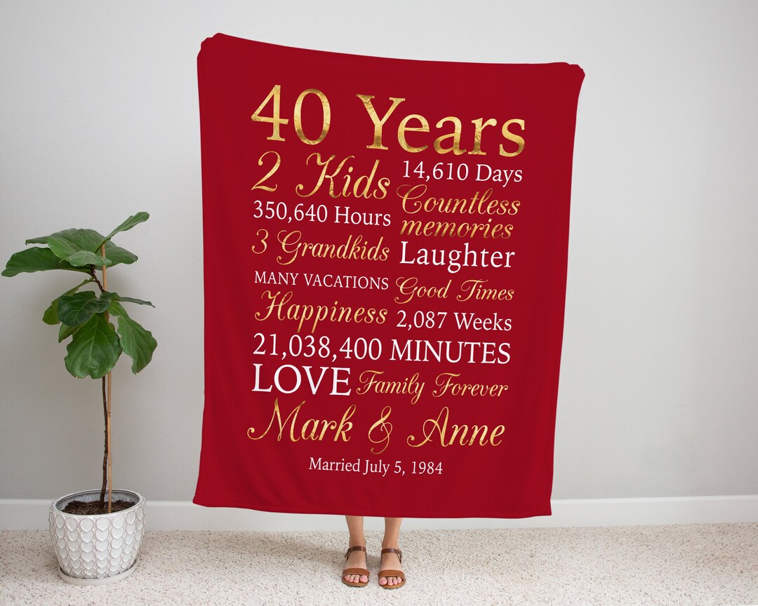 Ruby Red 40th Anniversary Blanket Personalized Gift for - Etsy
