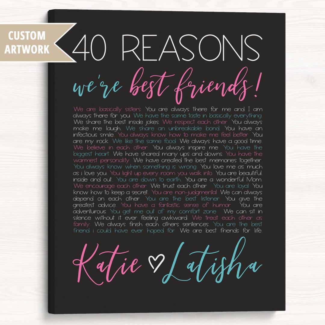 40th Birthday Gift for Best Friend, 40 Reasons We're Best Friends ...