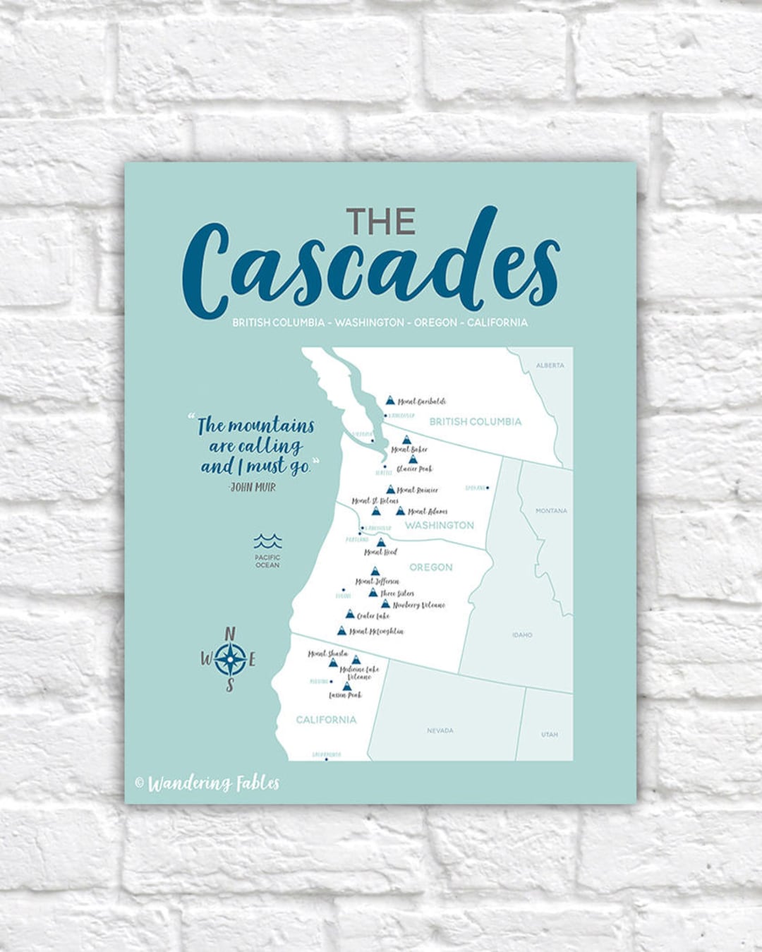 Cascades Map, Mountain Range, British Columbia, Washington, Oregon ...