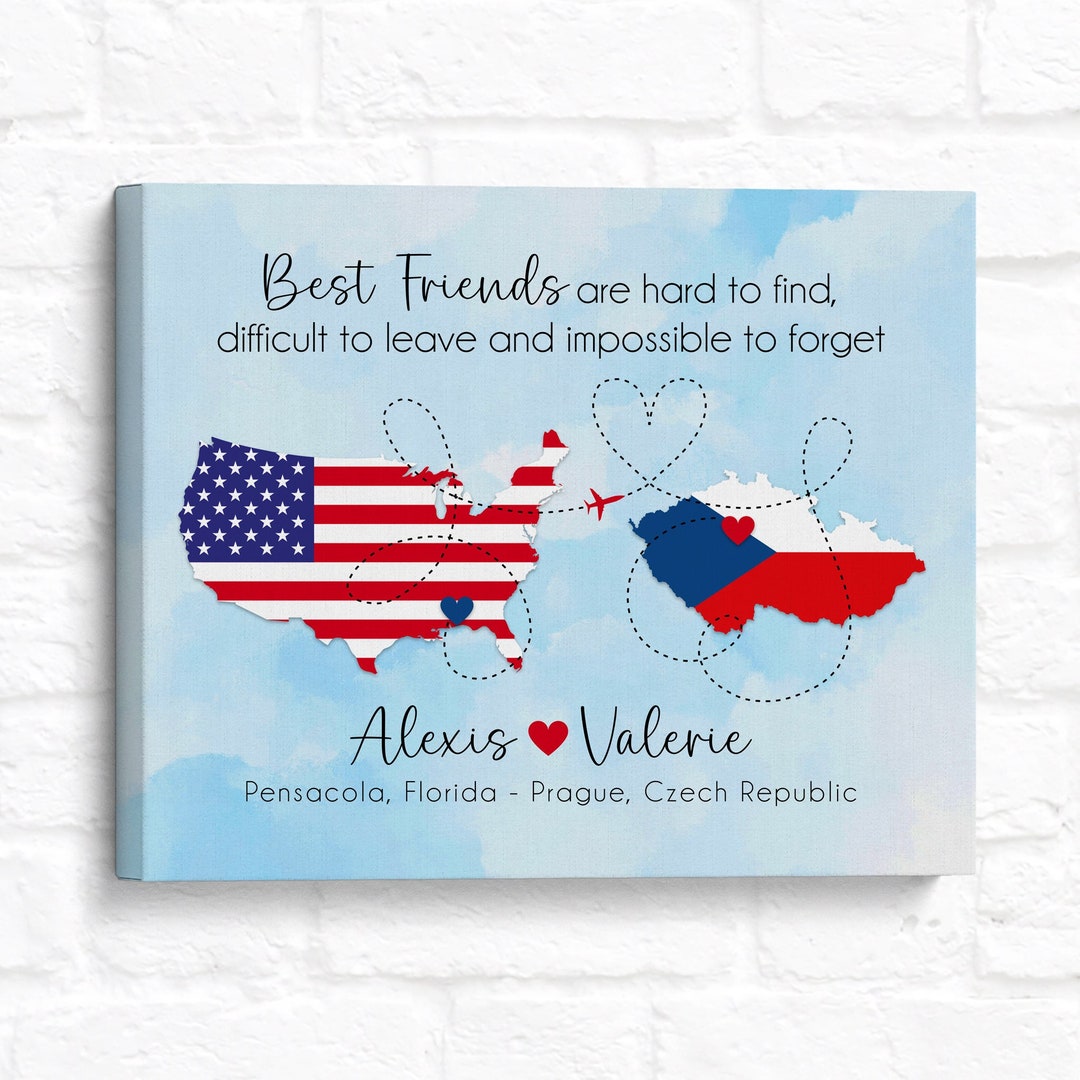 Long Distance Friendship Maps, Foreign Exchange Study Abroad Gift ...