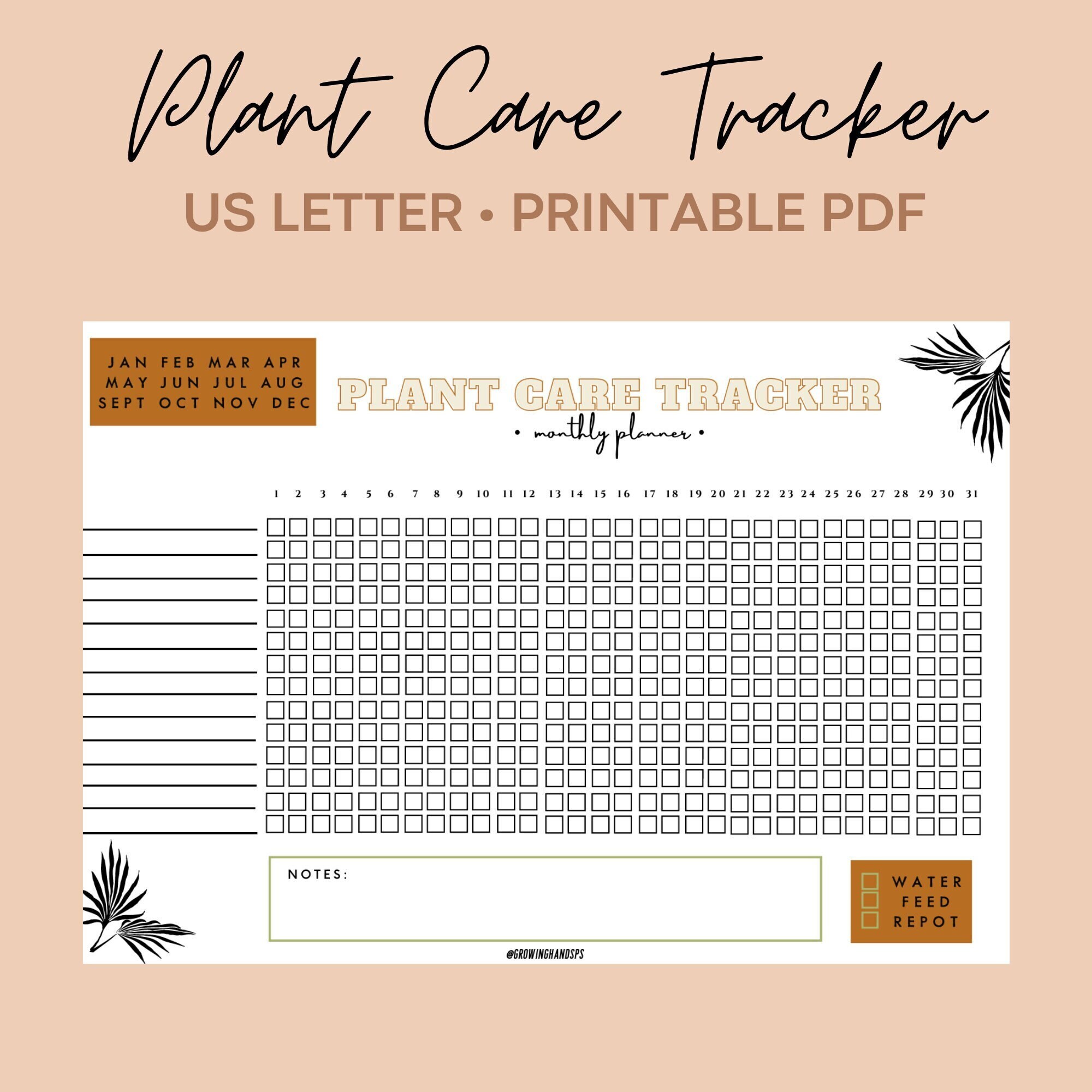 Plant Care Habit Tracker - Etsy