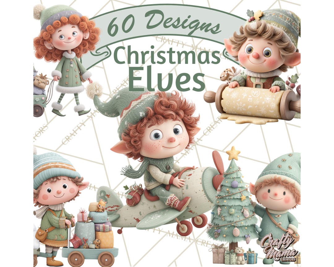 60 Png, Christmas Elves Clipart PNG, Classic Holiday Elf Clip Art ...