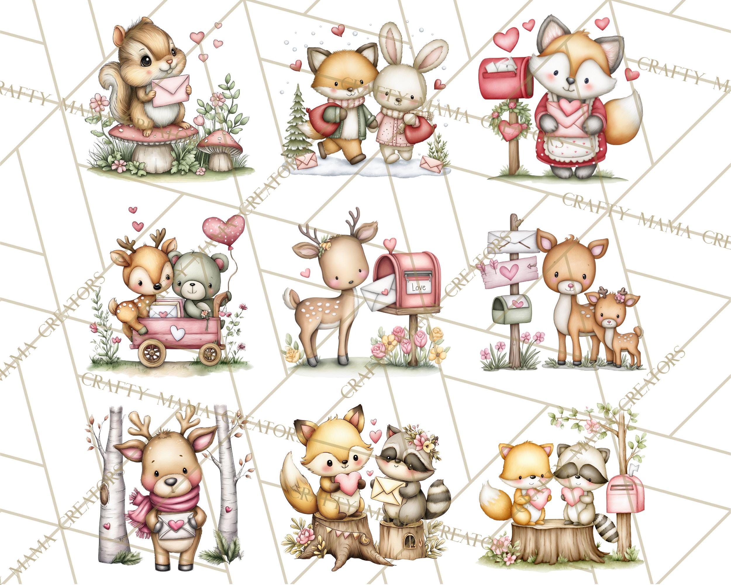 72 Png, Woodland Critter Valentine Clipart, Forest Animal Post Office ...
