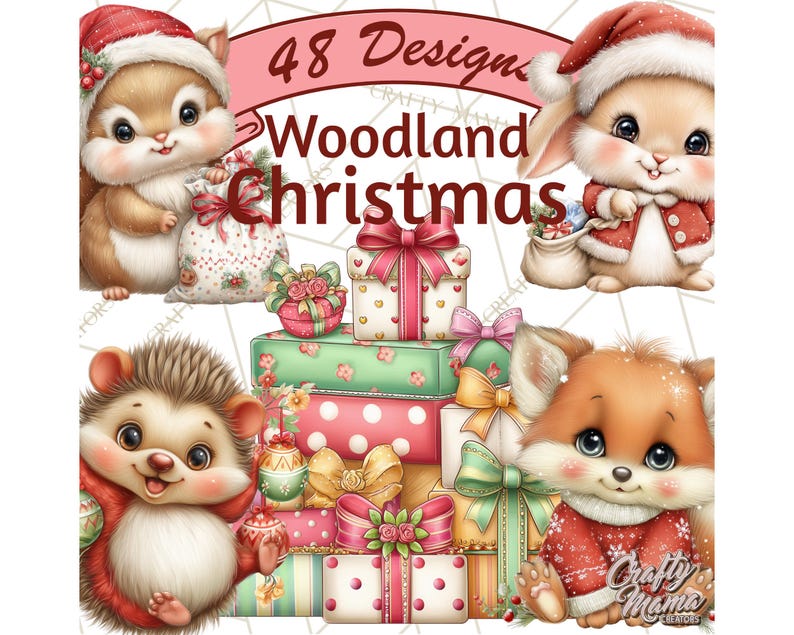 48 Png, Christmas Woodland Animals Clipart, Holiday Forest Critters PNG ...