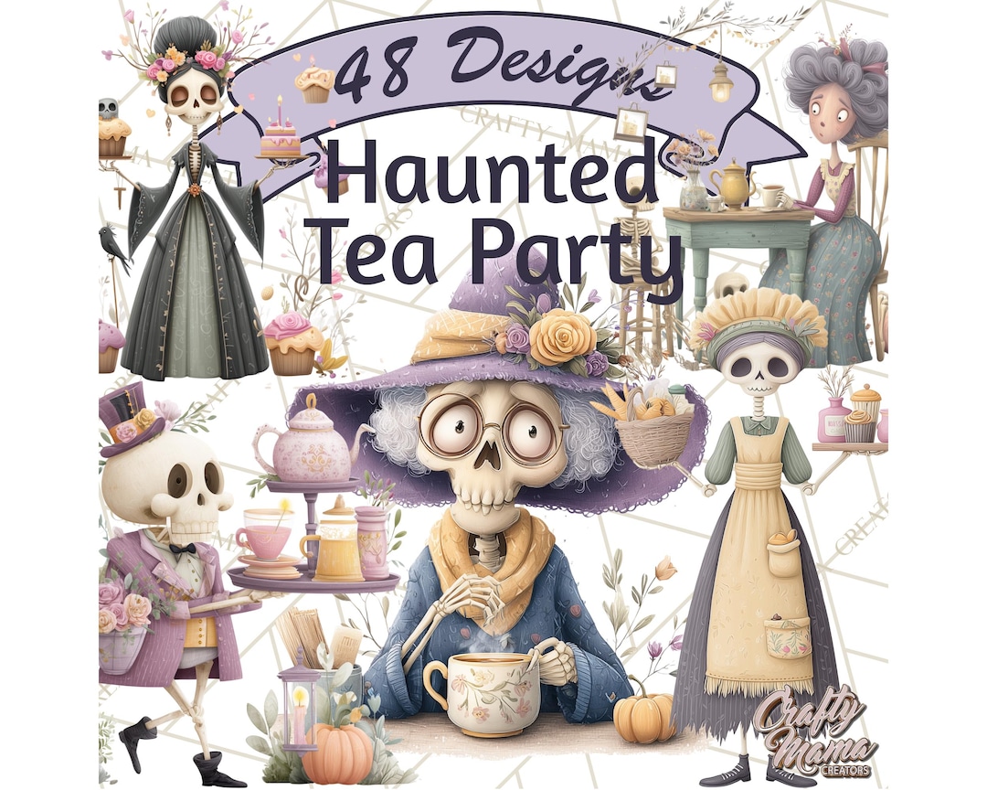 48 Png, Dark Tea Party Clipart Bundle, Gothic Teatime Clip Art, Spooky ...
