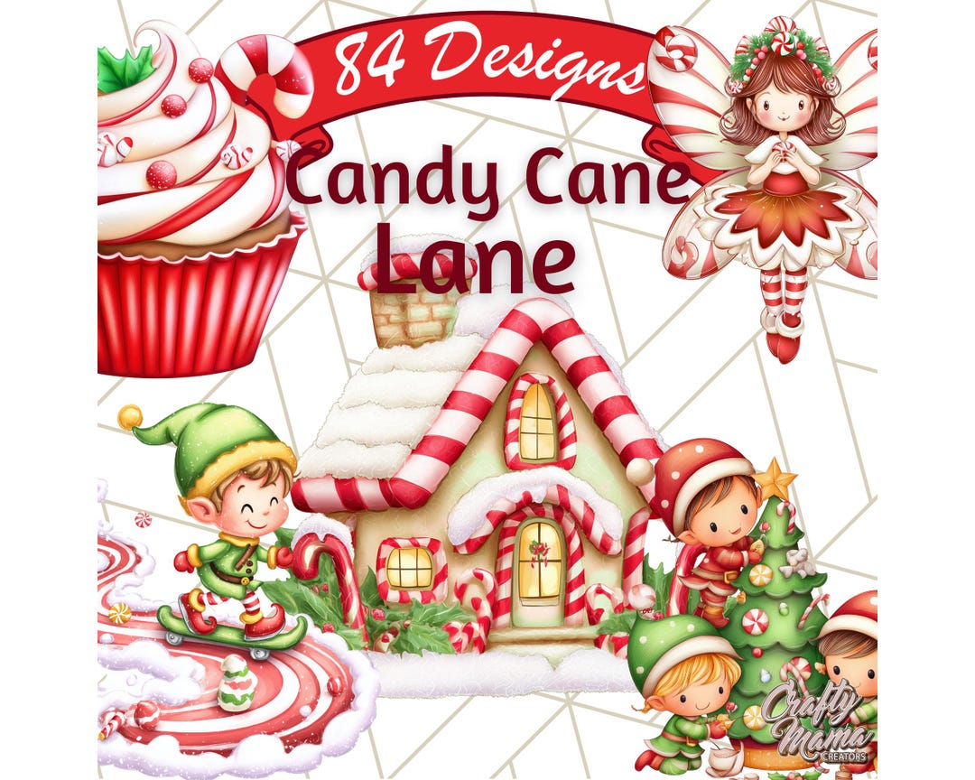 Peppermint Candy Cane Clipart, Christmas Street PNG, Gingerbread Candy ...