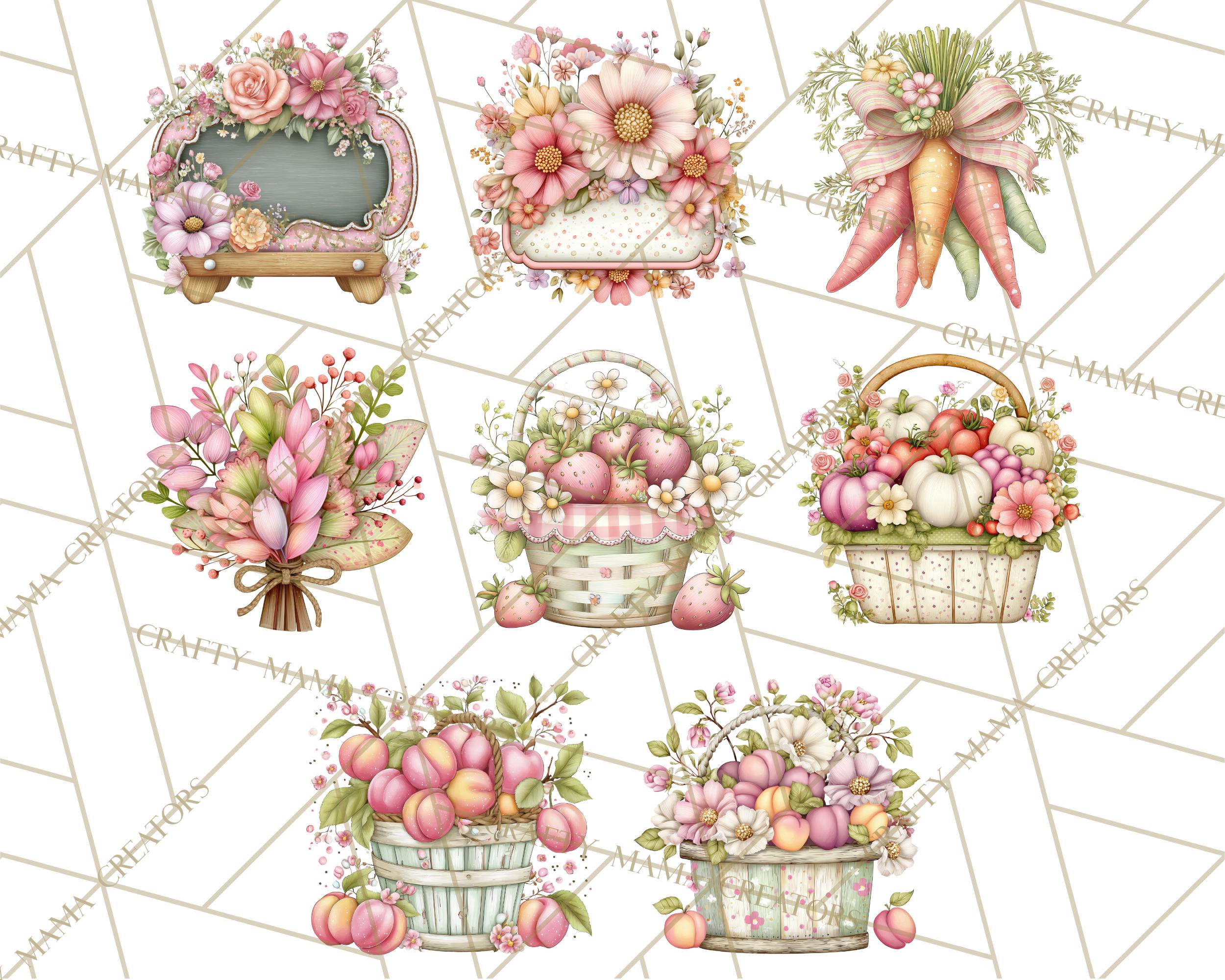 60 Png, Spring Market Icons Clipart, Rustic Produce and Farm Stand Clip ...