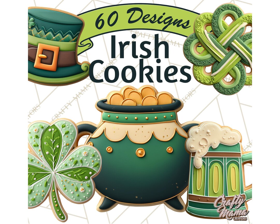 60 Png, St Patrick’s Day Cookies Clipart, Shamrock Cookie PNG ...