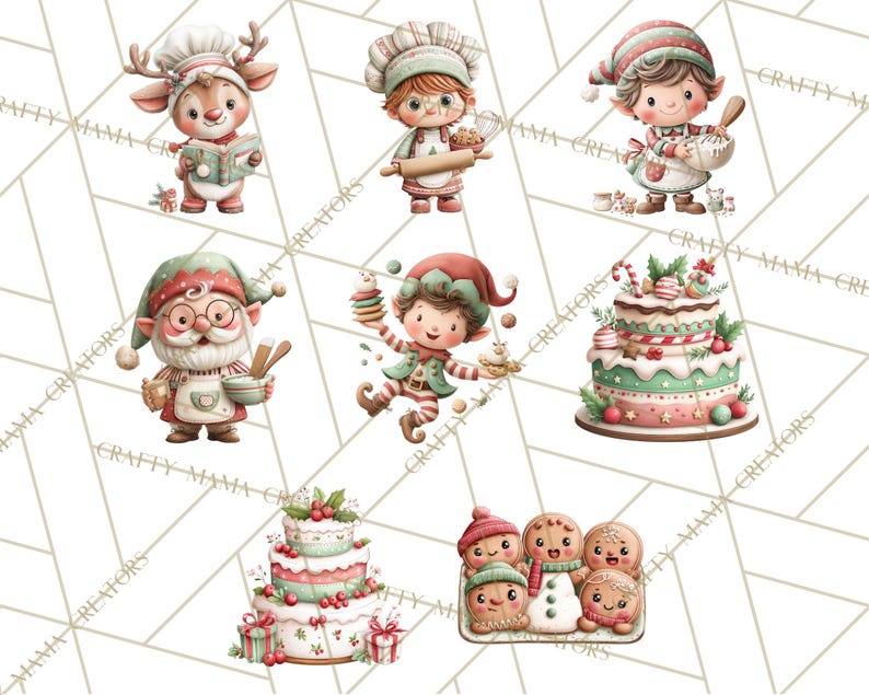 56 Png, Santa's Bakery Clipart, Christmas Baking Clip Art, Holiday ...