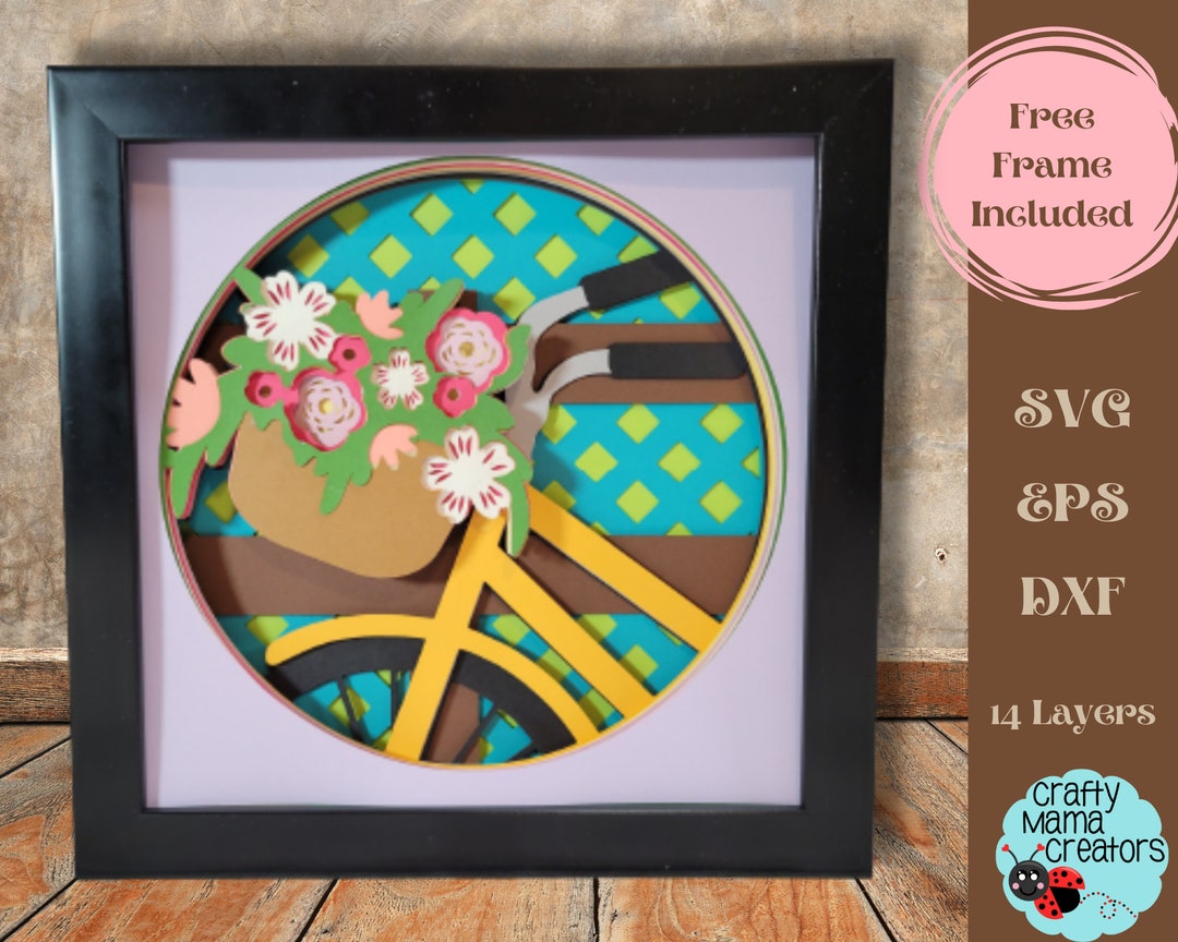 3D Spring Shadow Box Svg Bicycle Basket Flowers Shadowbox - Etsy