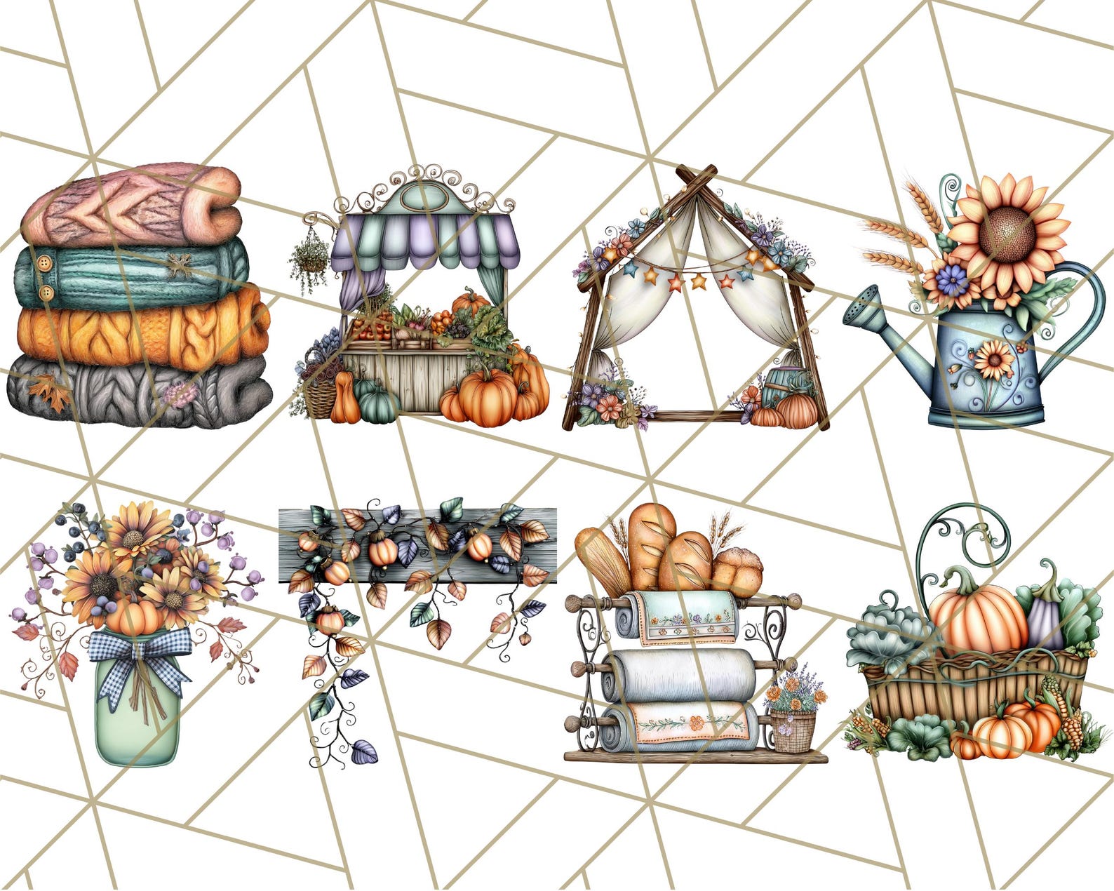 Rustic Fall Market Clipart PNG, Autumn Farmers Market Clip Art ...