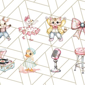 Sock Hop Animal Dance Party PNG Clipart, 1950s Animals in Poodle Skirts ...
