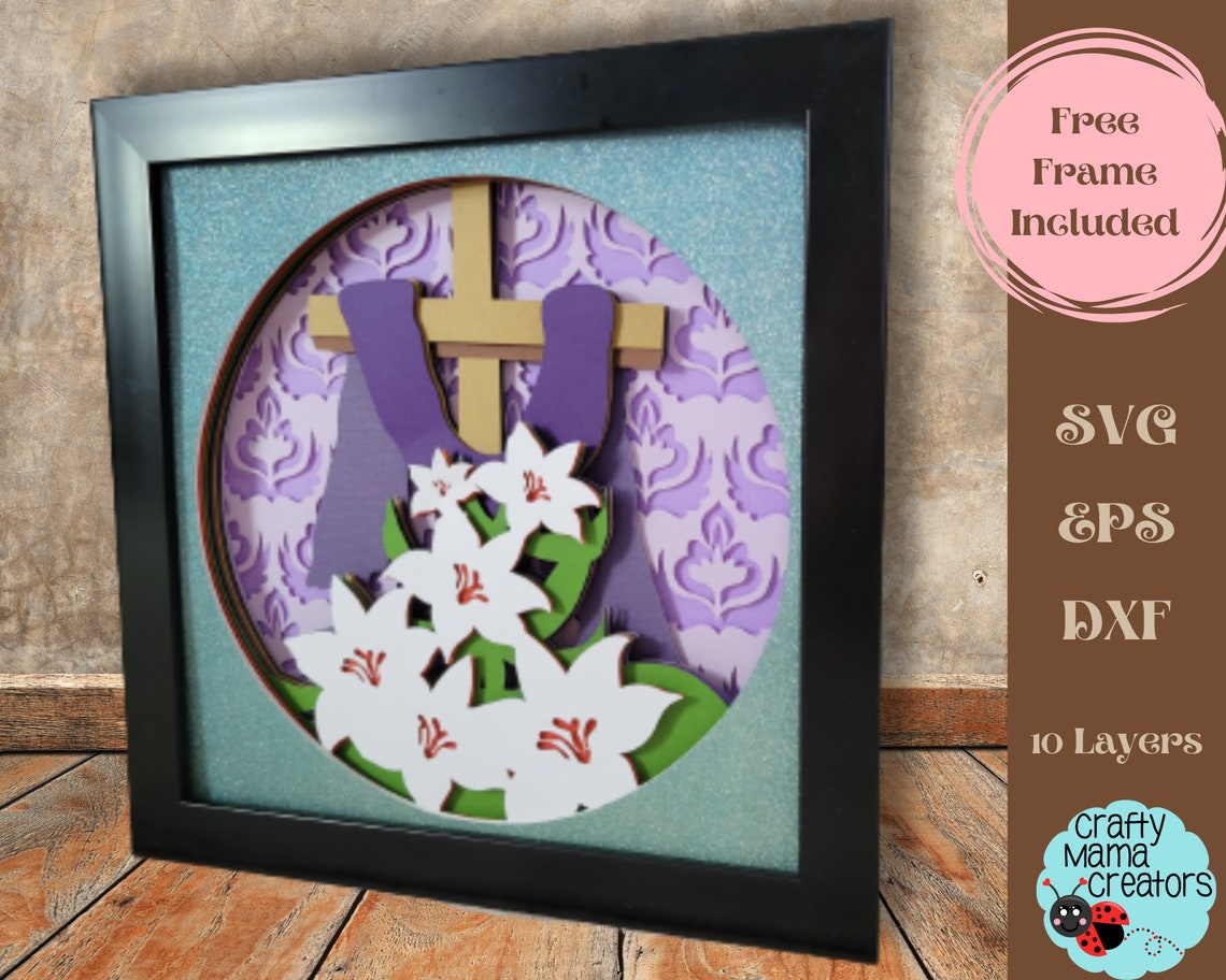 3D Easter Shadow Box Svg, Christian Easter Cross Shadowbox Svg, Easter ...