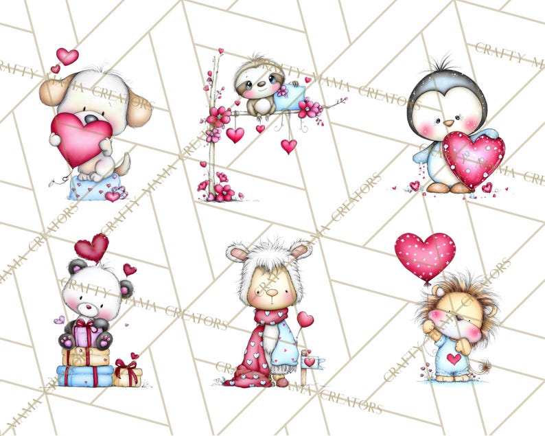 48 Png Valentine Animals Clipart, Cute 3D Cartoon Characters, Valentine ...