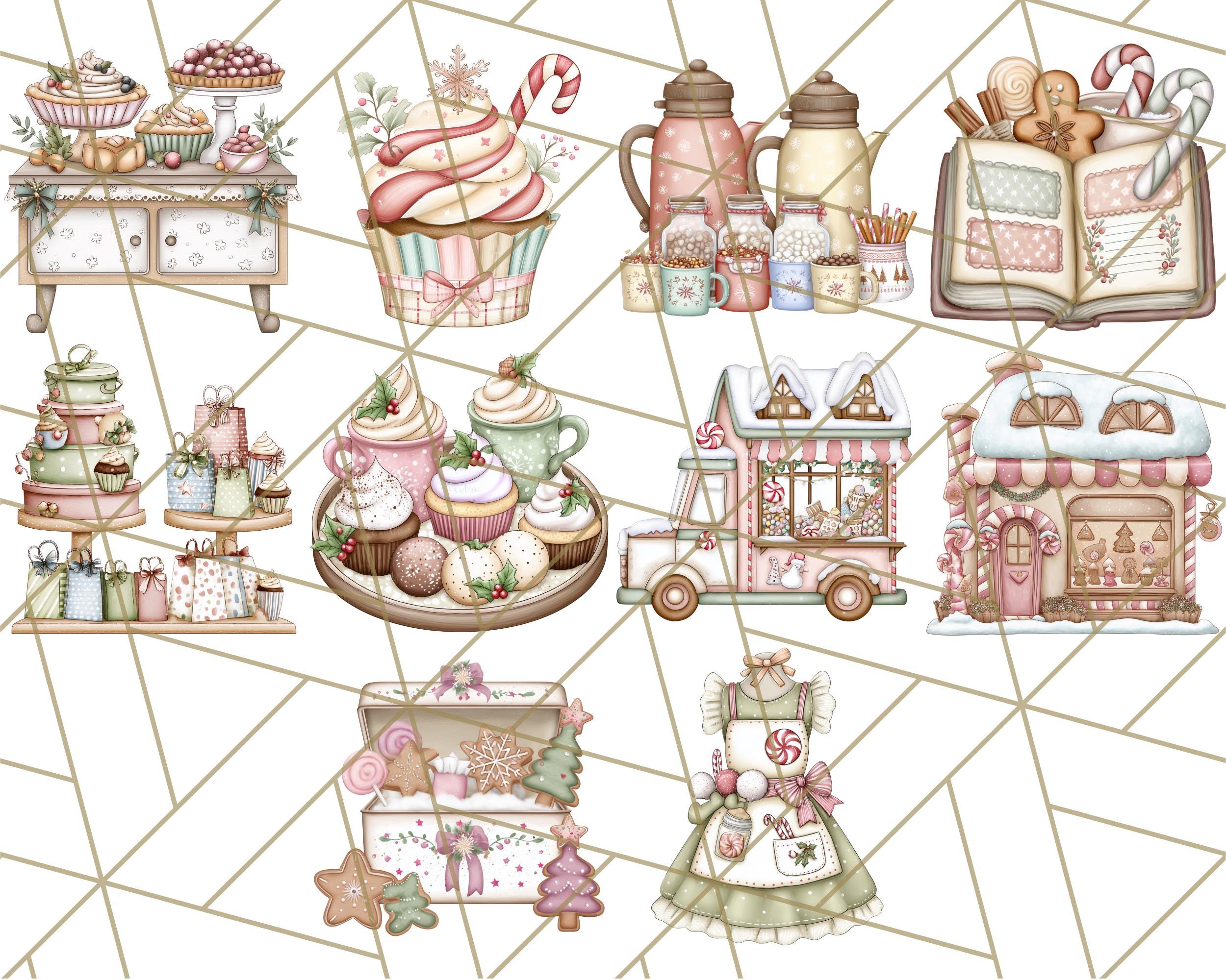 Christmas Sweet Shoppe Clipart PNG, Pastel Christmas Bakery Clip Art ...