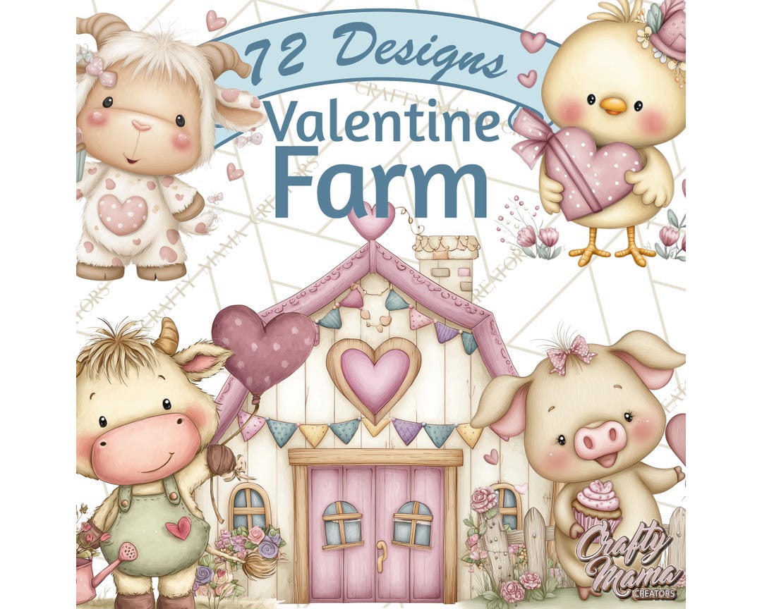 72 Png Valentine Farm Clipart PNG, Barnyard Valentine Props, Kids ...