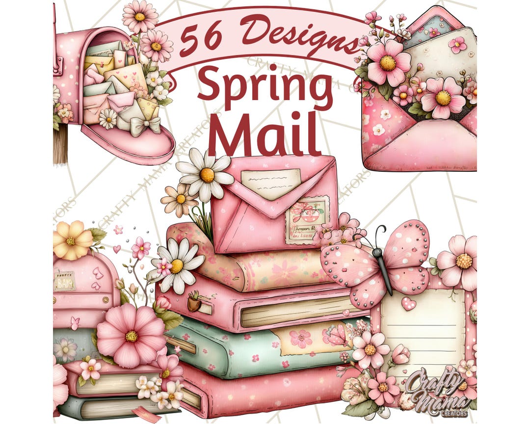 56 Png Spring Letters Mail Clipart PNG, Floral Envelopes, Spring ...