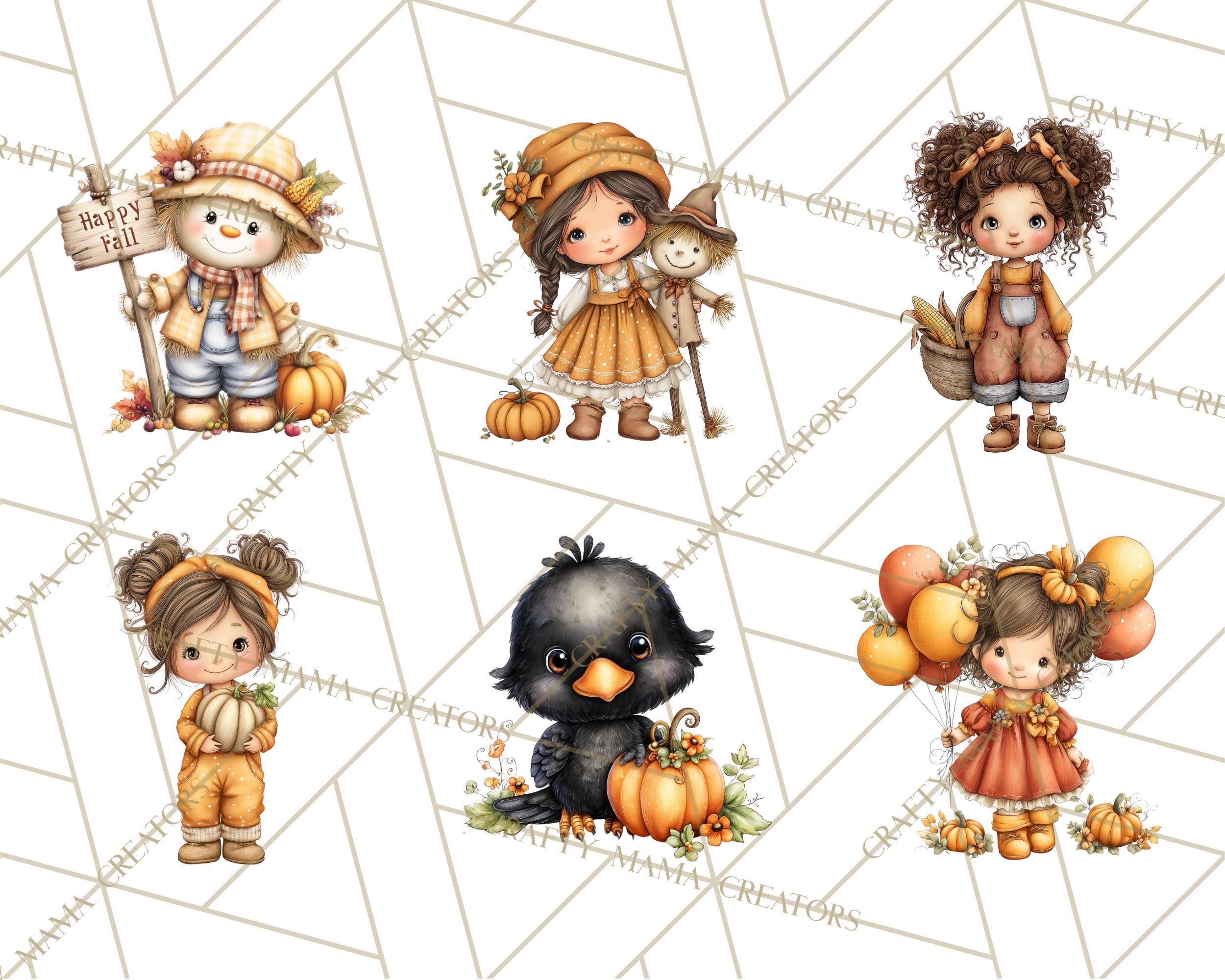 48 Png, Pumpkin Patch Pals Clipart, Fall Farm Clip Art, Autumn Kids PNG ...