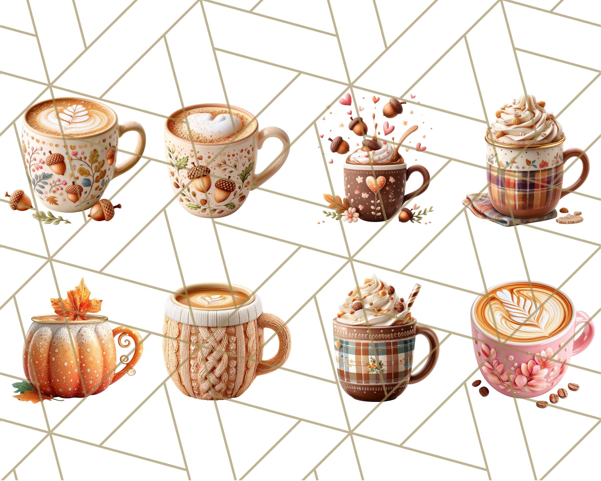 Fall Coffee Cup Clipart PNG, Pumpkin Spice Latte Art, Autumn Mug PNG ...