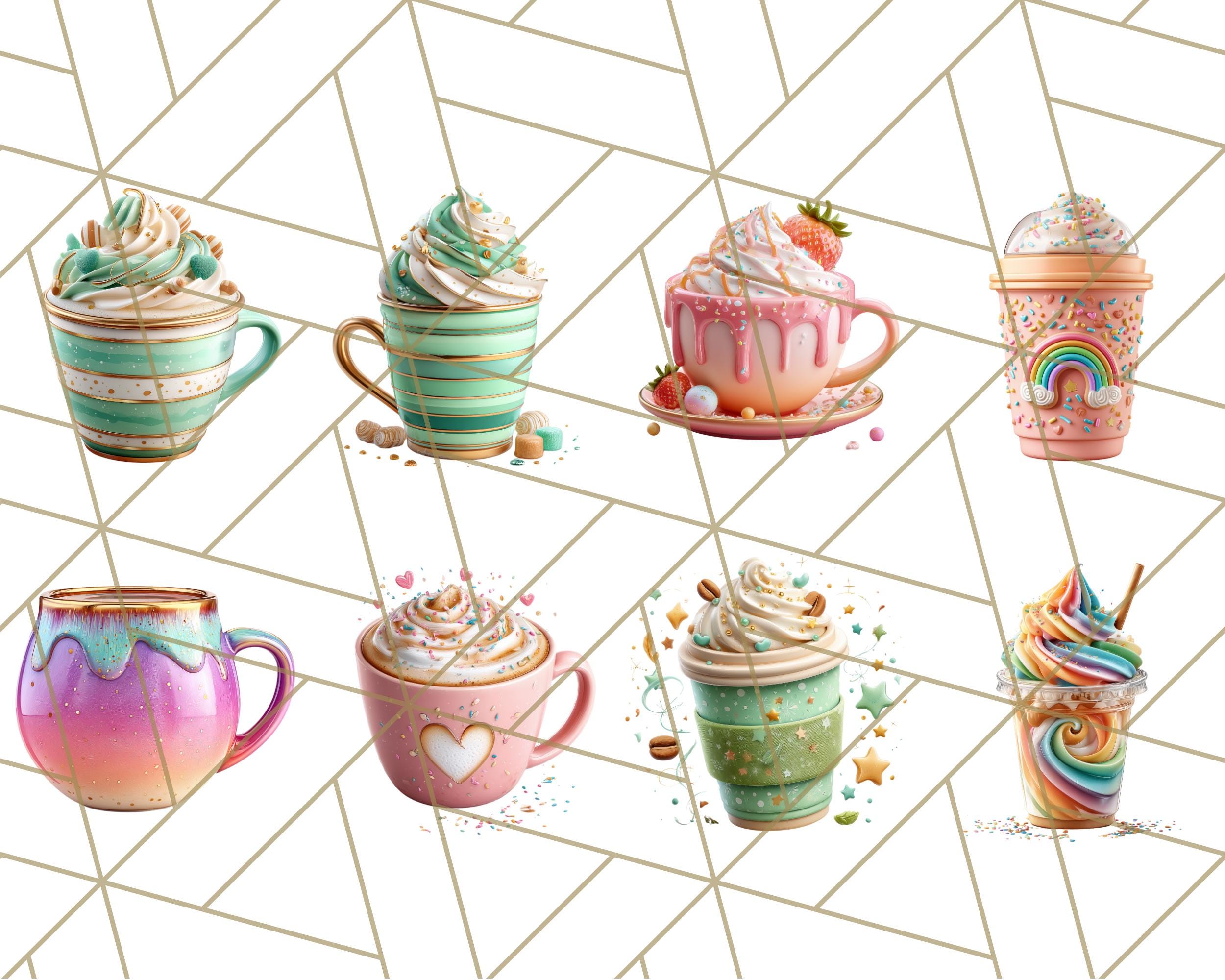 Pastel Coffee Cup Clipart PNG, Iced Coffee Mug Clip Art, Latte Art PNG ...
