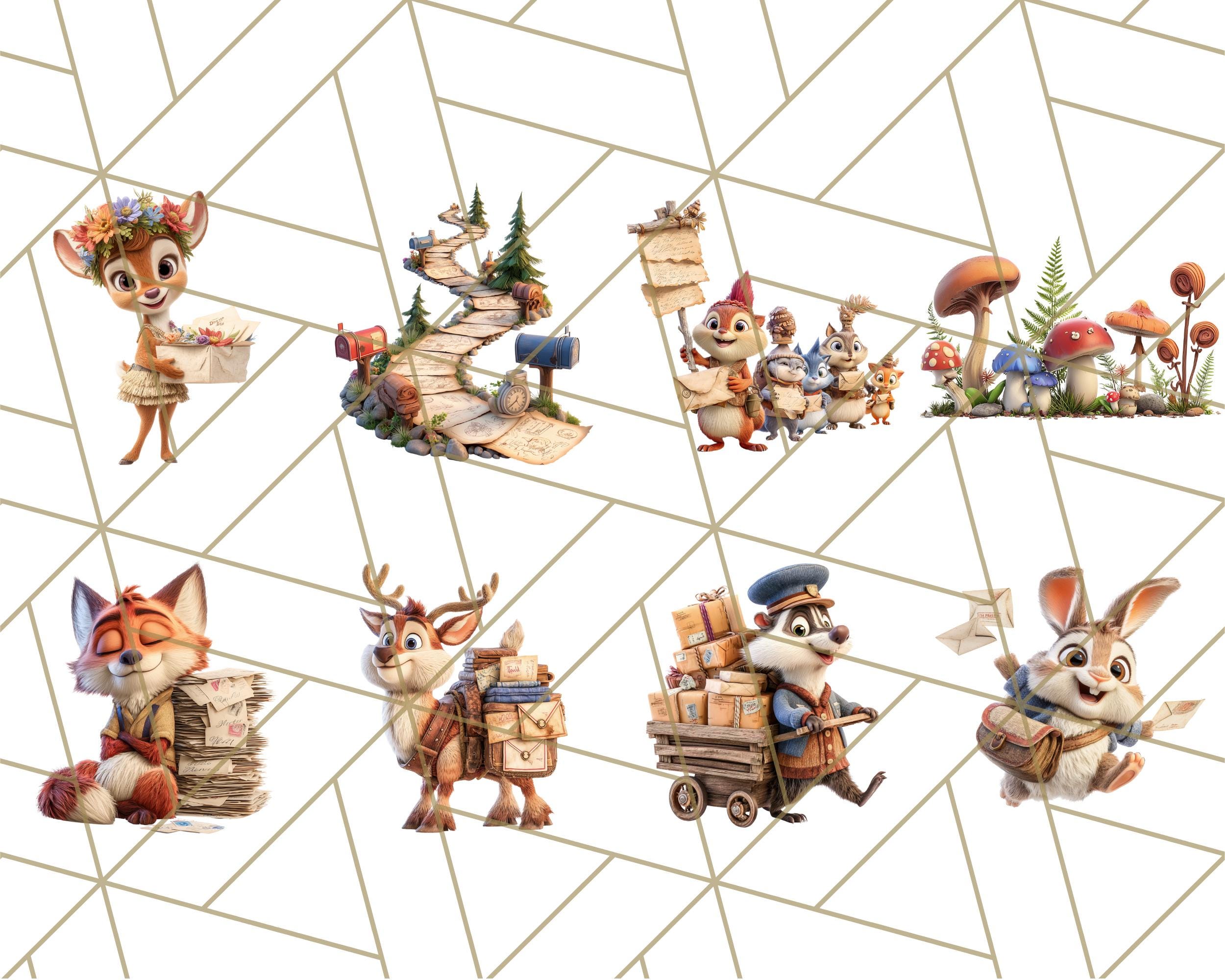 52 Forest Mail Delivery Clipart Pngs, Woodland Animal Mail Carriers ...