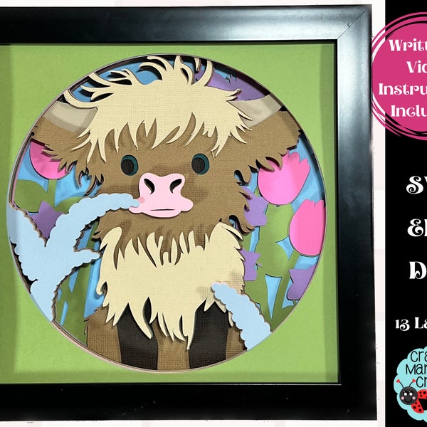 Highland Cow Shadow Box Svg - Etsy Ireland