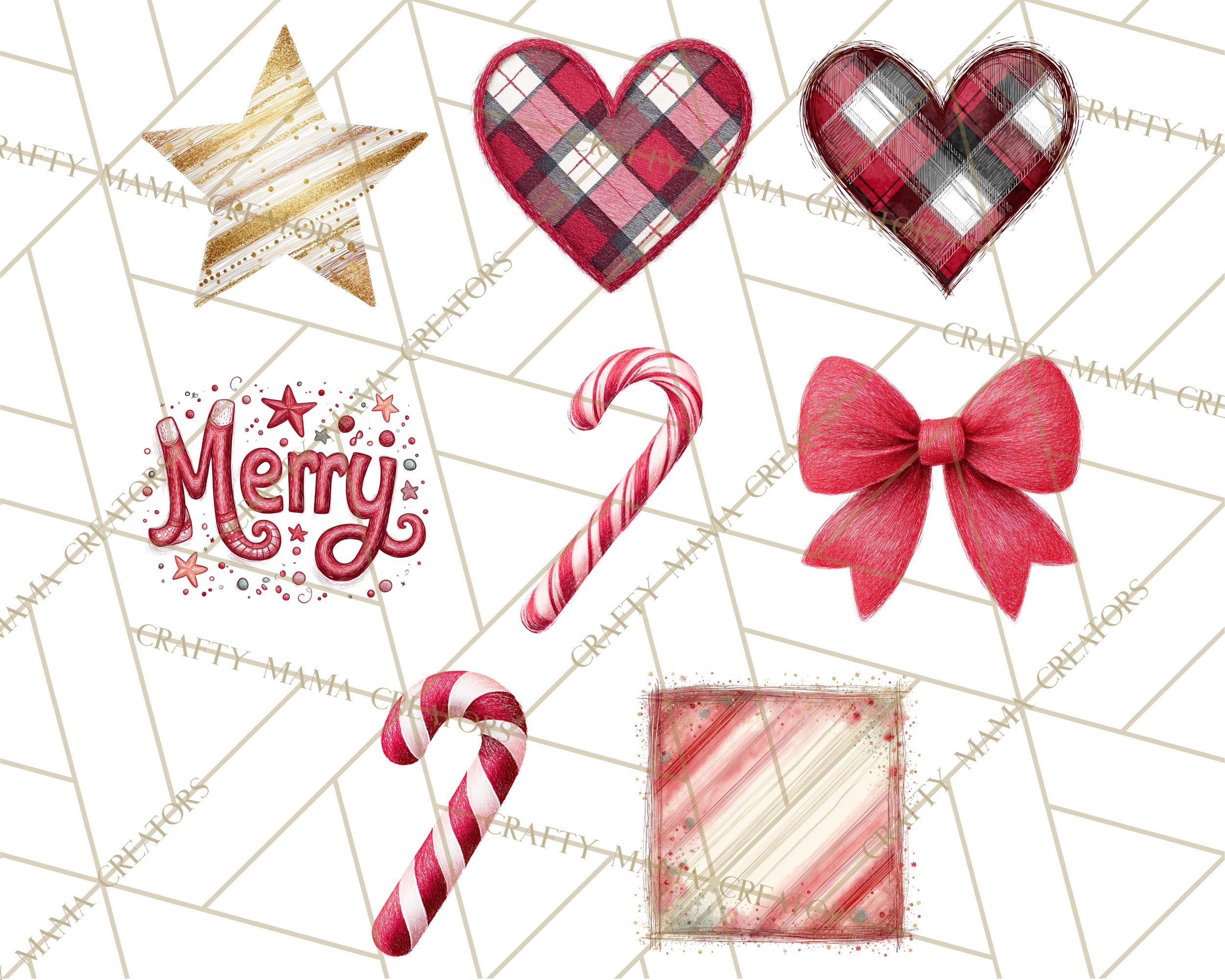 52 Png, Christmas Doodles PNG, Festive Arrows Stars Swirls Clipart, Red ...