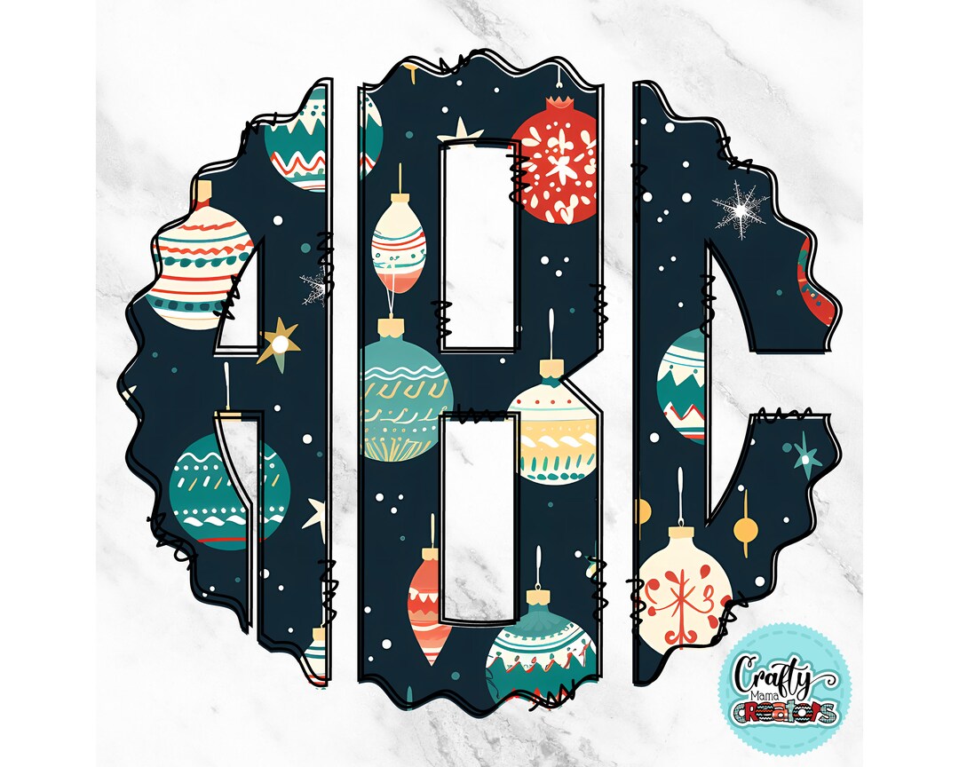 Christmas Monogram Letters PNG Files Christmas Ornaments - Etsy
