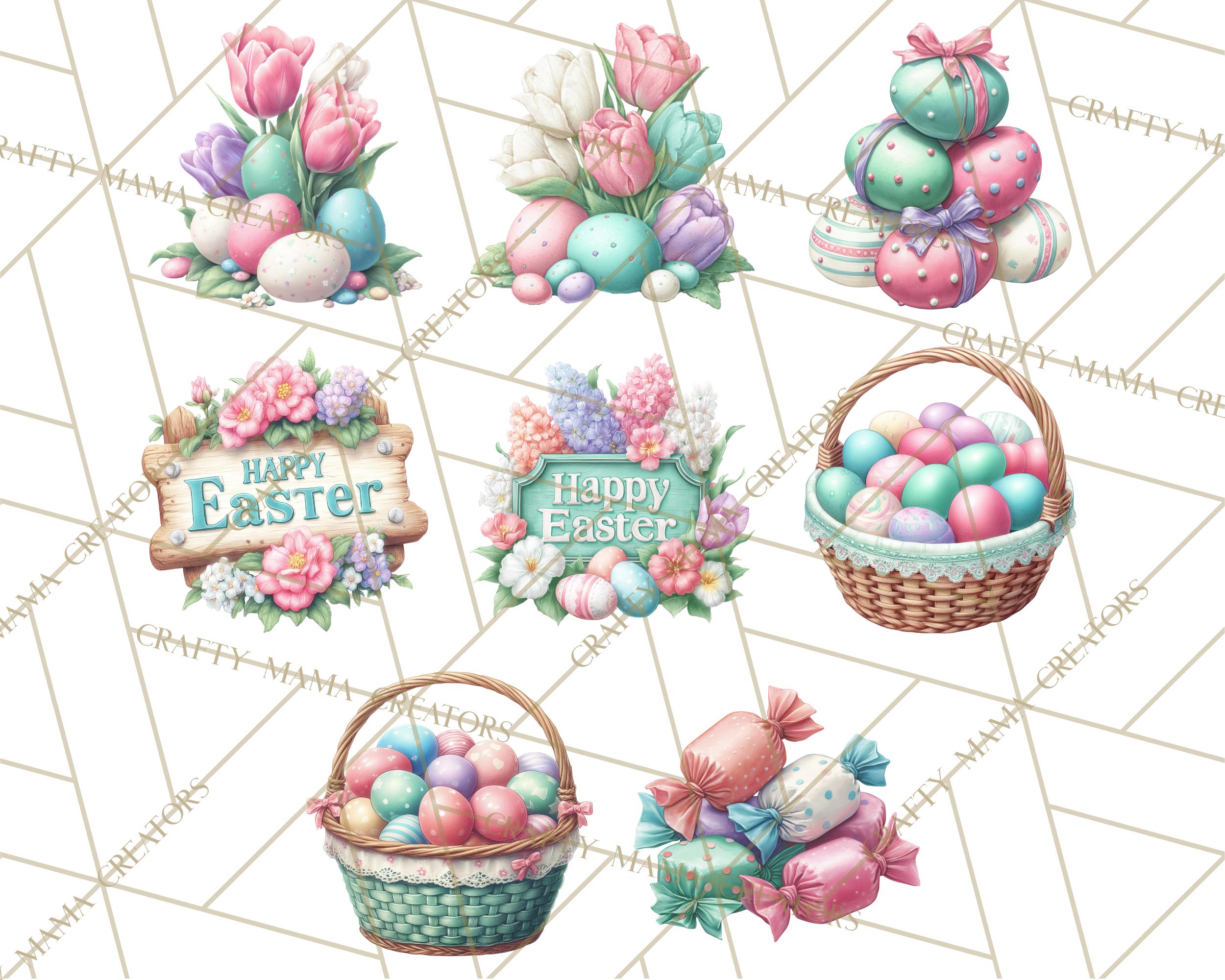 52 PNG, Easter Egg Hunt Clipart, Easter Bunny, Eggs, Candy, Signs ...