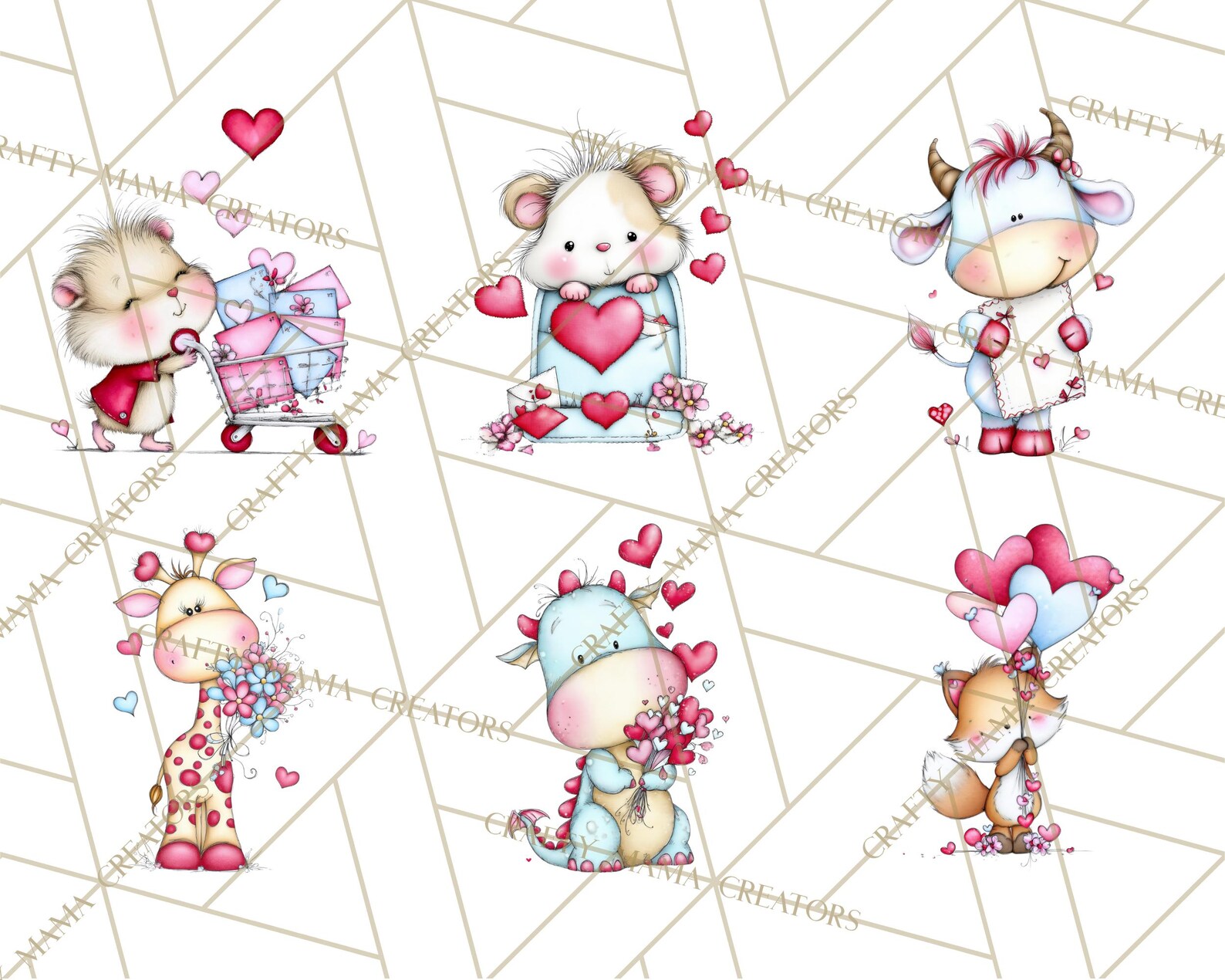 48 Png Valentine Animals Clipart, Cute 3D Cartoon Characters, Valentine ...