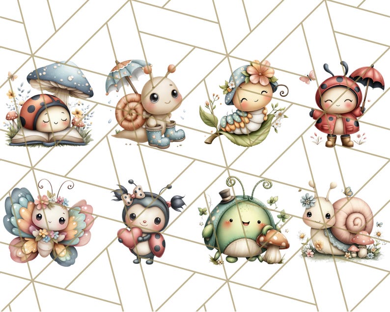 48 Png, Cute Insects Clipart, Cartoon Bugs, Ladybug Bee Butterfly Clip ...