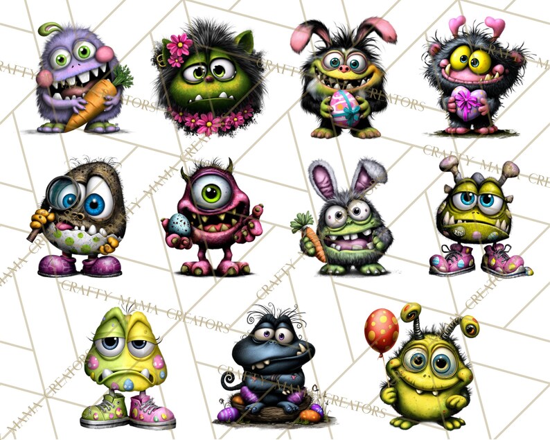 84 Easter Monsters Clipart, Monster Easter PNG, Funny Easter Monster ...