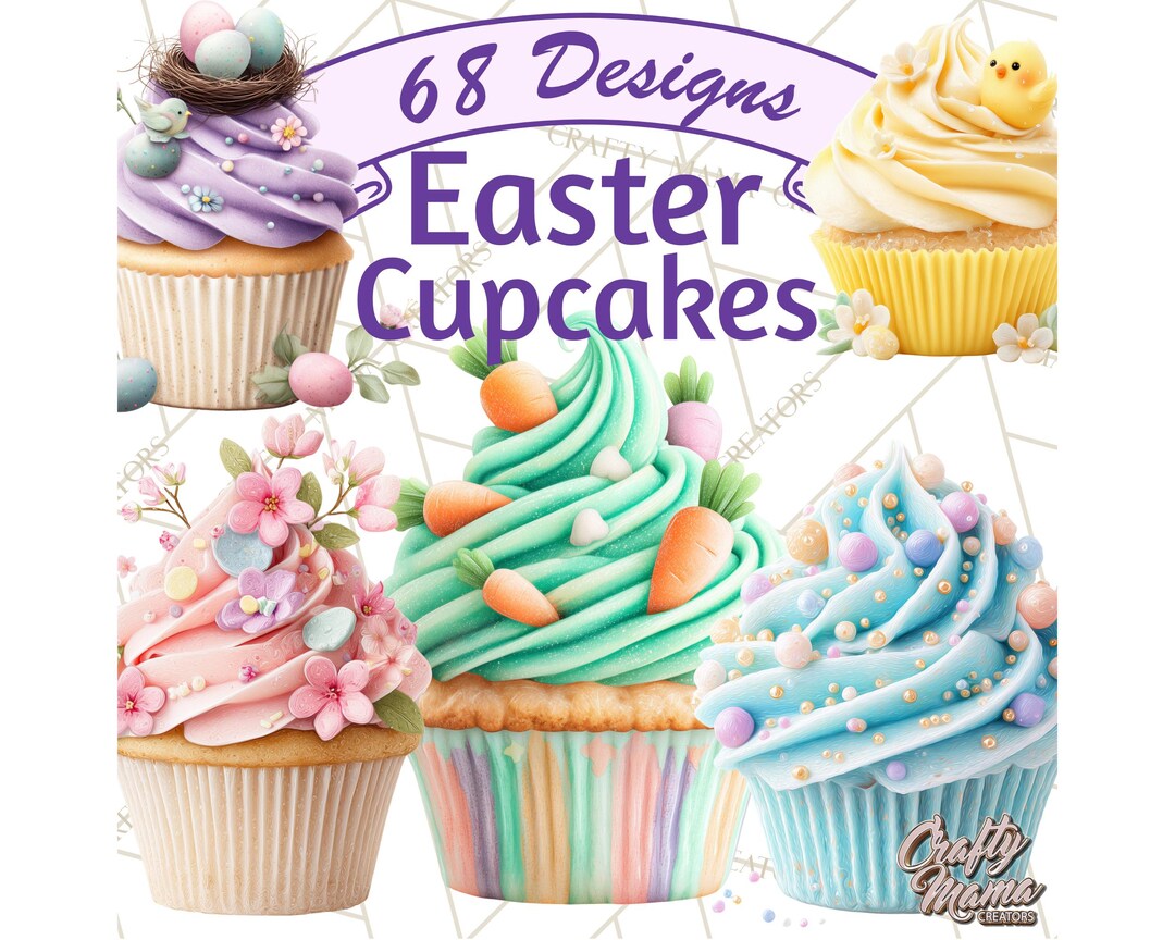 68 Png, Easter Cupcakes Clipart, Pastel Easter Desserts, Bakery Style ...