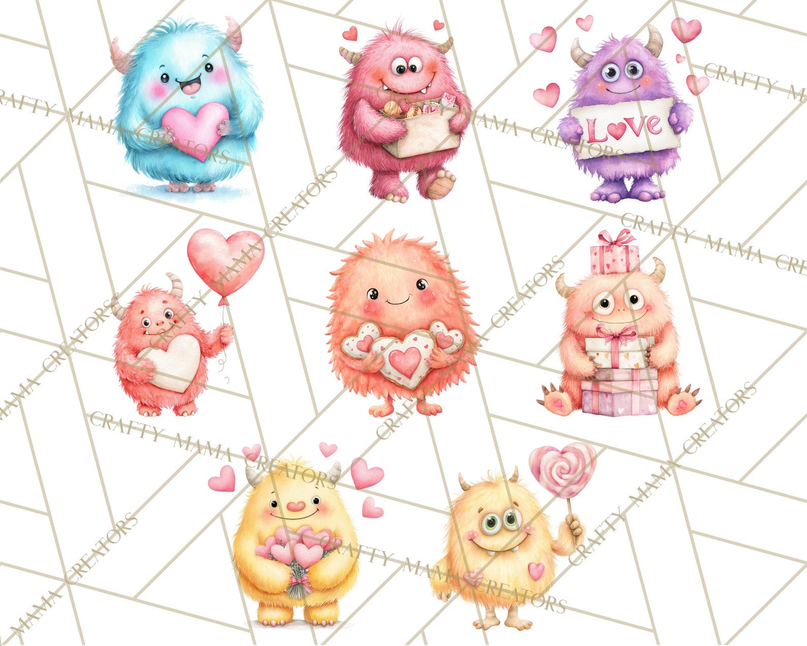 56 Png Valentine Monster Clipart, Cute Valentine Monsters PNG ...