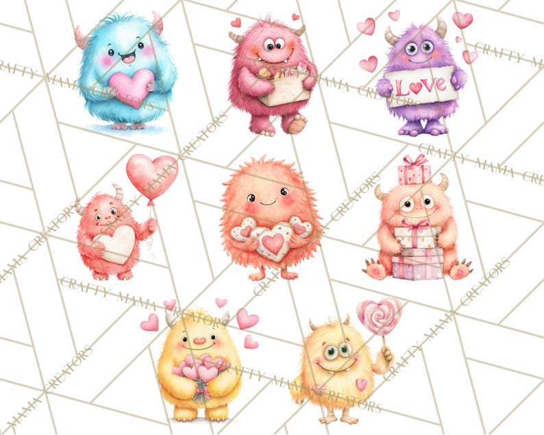 56 Png Valentine Monster Clipart, Cute Valentine Monsters PNG ...