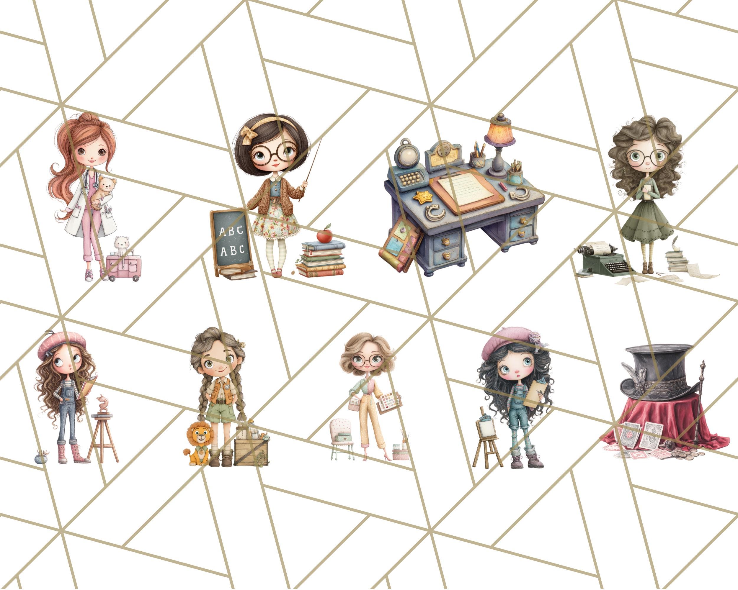 Cute Career Clipart, Watercolor Professions Clip Art, Kids Job ...