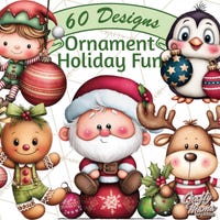 Kawaii Christmas Clipart Bundle | Watercolor PNG (digital Download ...