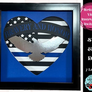 3D Police Officer Svg Shadow Box, Thin Blue Line Svg, Police Home Decor ...