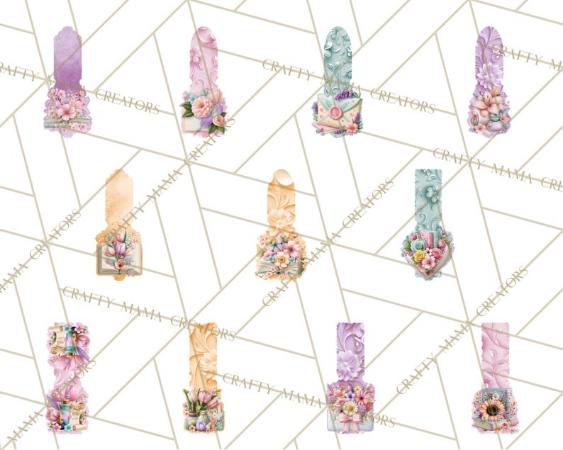 128 Bookish Blooms Clipart, Floral Reading Clipart, Magnetic Bookmark ...