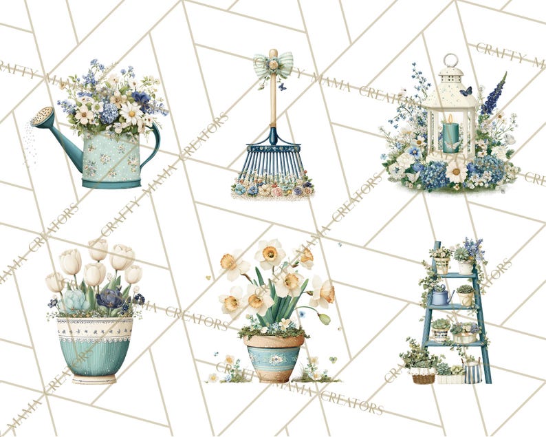 48 Png, Spring Garden Clipart, Watering Cans, Flower Pots, Gardening ...