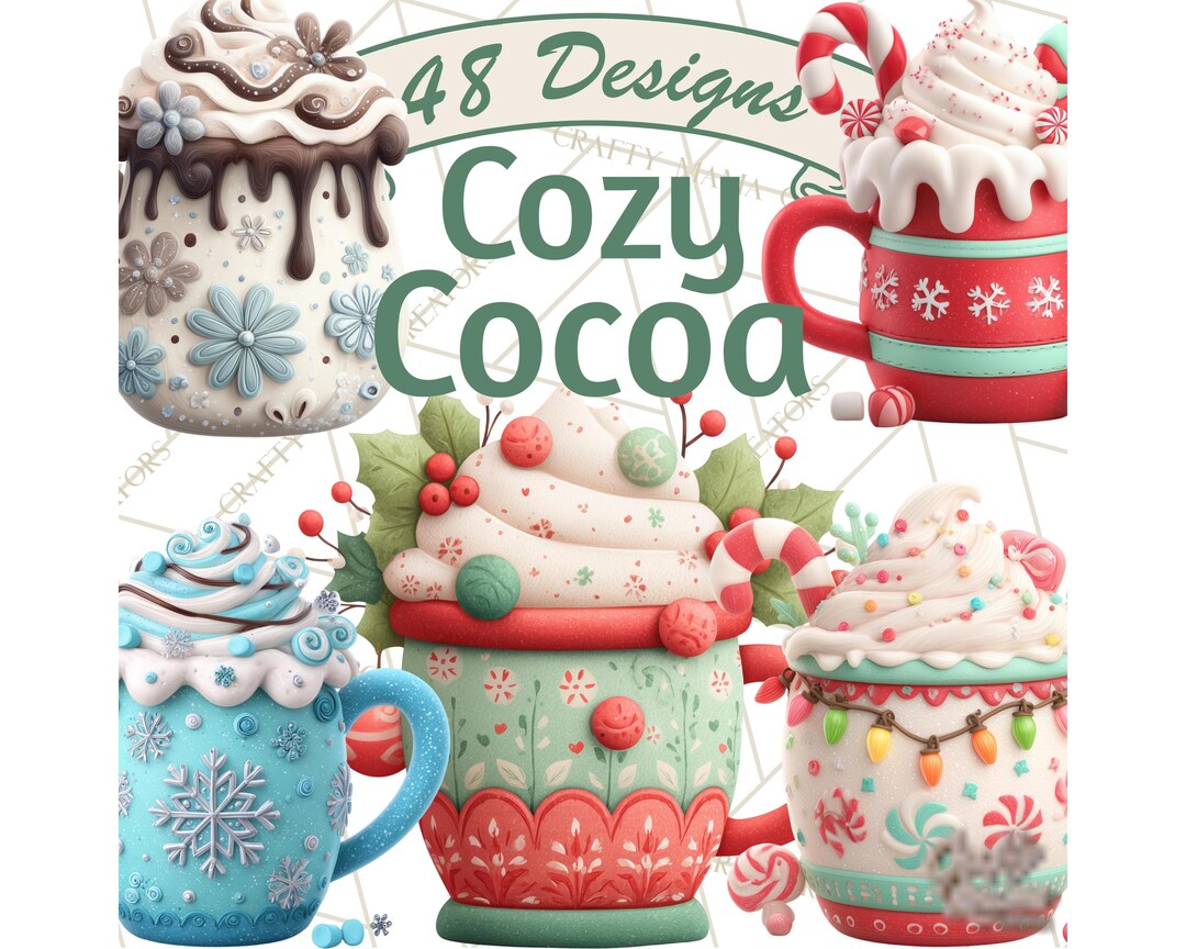 48 Png, Hot Cocoa PNG Clipart, Mugs With Marshmallows, Whipped Cream ...