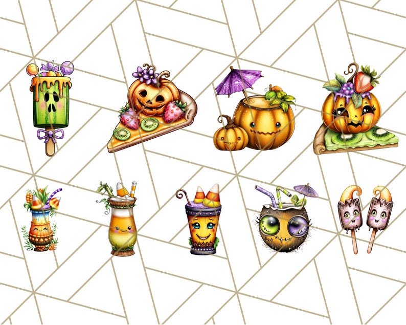 Summerween Tropical Treats Clipart PNG, Cute Halloween Ice Cream Clip ...