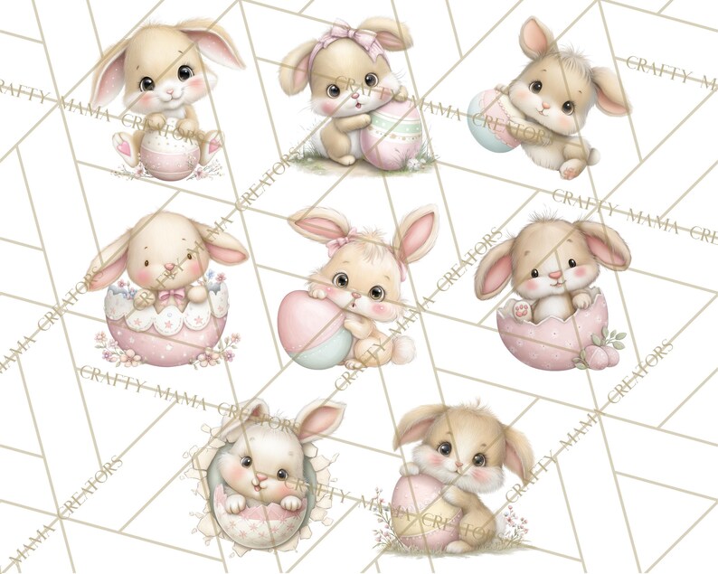 68 Png, Easter Bunnies Clipart, Cute Cartoon Bunnies With Pastel Eggs ...
