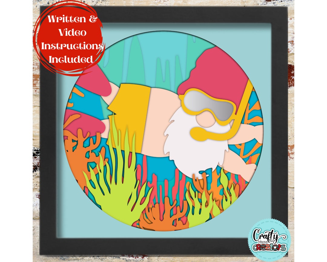 3D Gnome Svg Shadow Box, Summer Svg Shadowbox, Ocean Svg 3D Layered ...