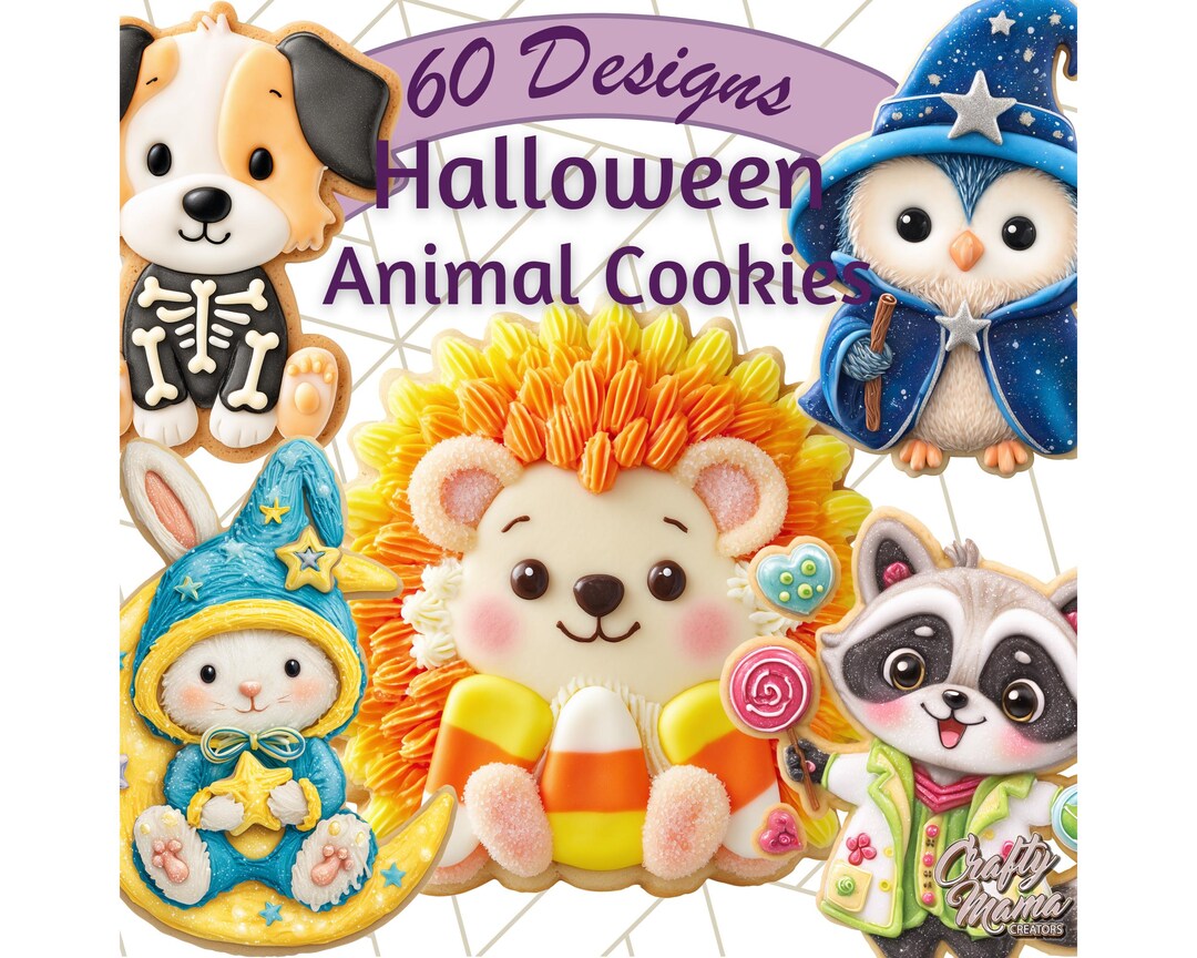 60 Png, Halloween Cookie Animals Clipart, Frosted Animal Cookie PNG ...